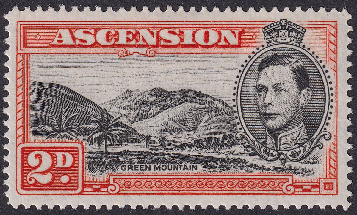 Ascension 1949 KGVI 2d Red-Orange p14 w Mountaineer Flaw Mint SG41ba ...