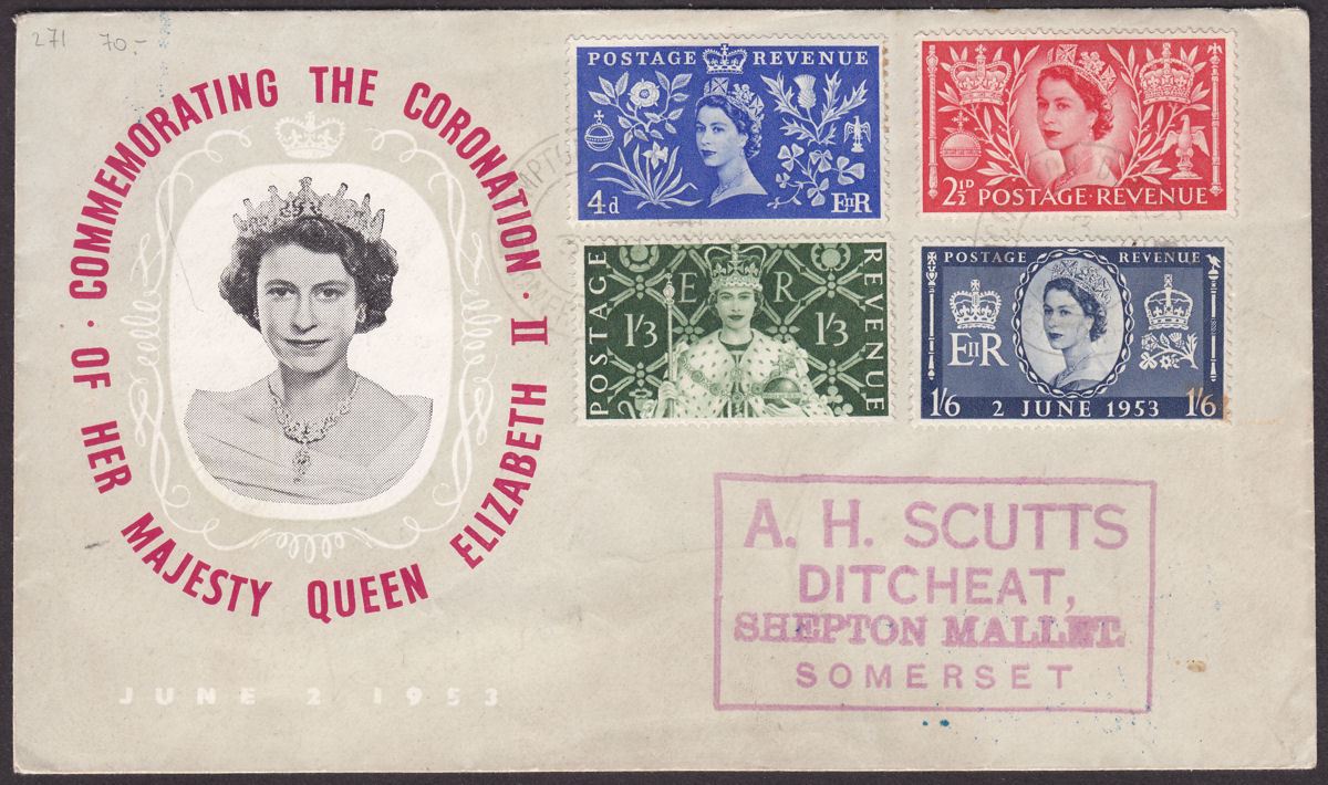 QEII 1953 Coronation Illustrated First Day Cover Used w COMPTON DUNDON ...