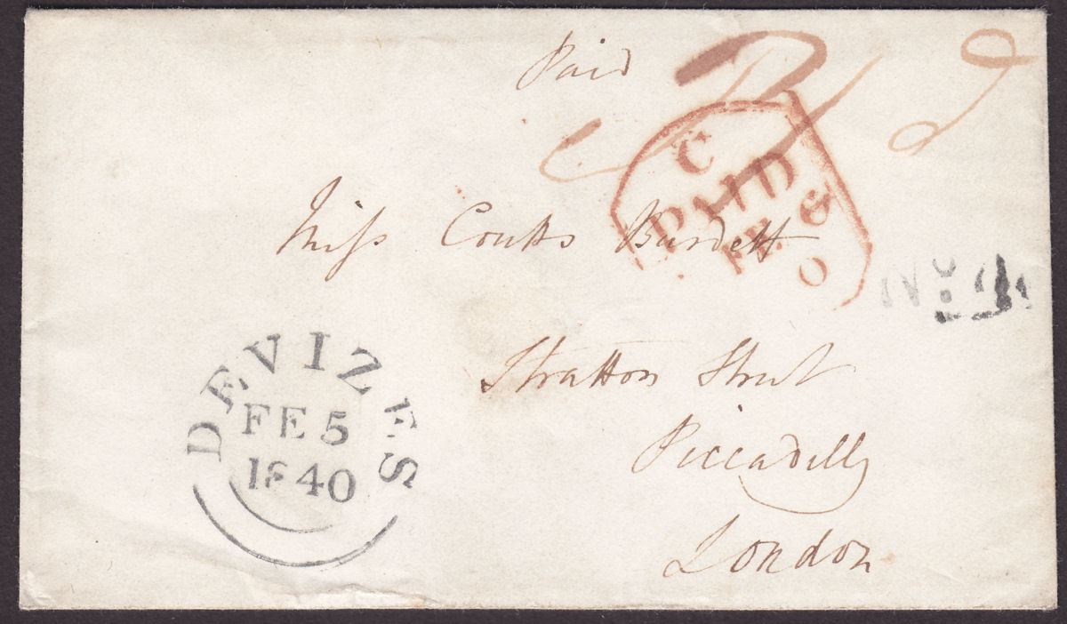Great Britain 1840 Pre-Stamp Cover Sent Devizes to London - British ...