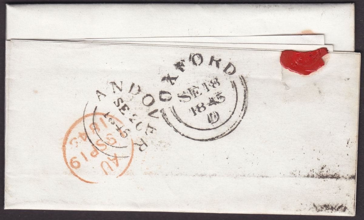 QV 1845 1d Red Imperf Used on Entire Sent from Oxford to Andover ...