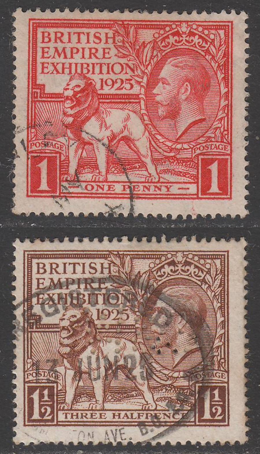 KGV 1925 British Empire Exhibition 1d, 1½d Used SG432-433 cat £100 1d ...