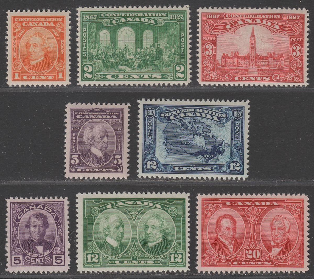 Canada 1927 KGV 60th Anniv of Confederation Sets Mint SG266-273 cat £82 ...