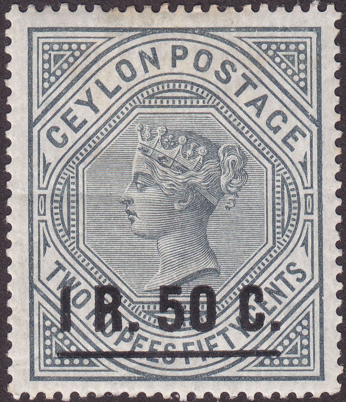 Ceylon 1899 Queen Victoria 1r.50 on 2r.50 Slate Surcharge Mint SG254 ...