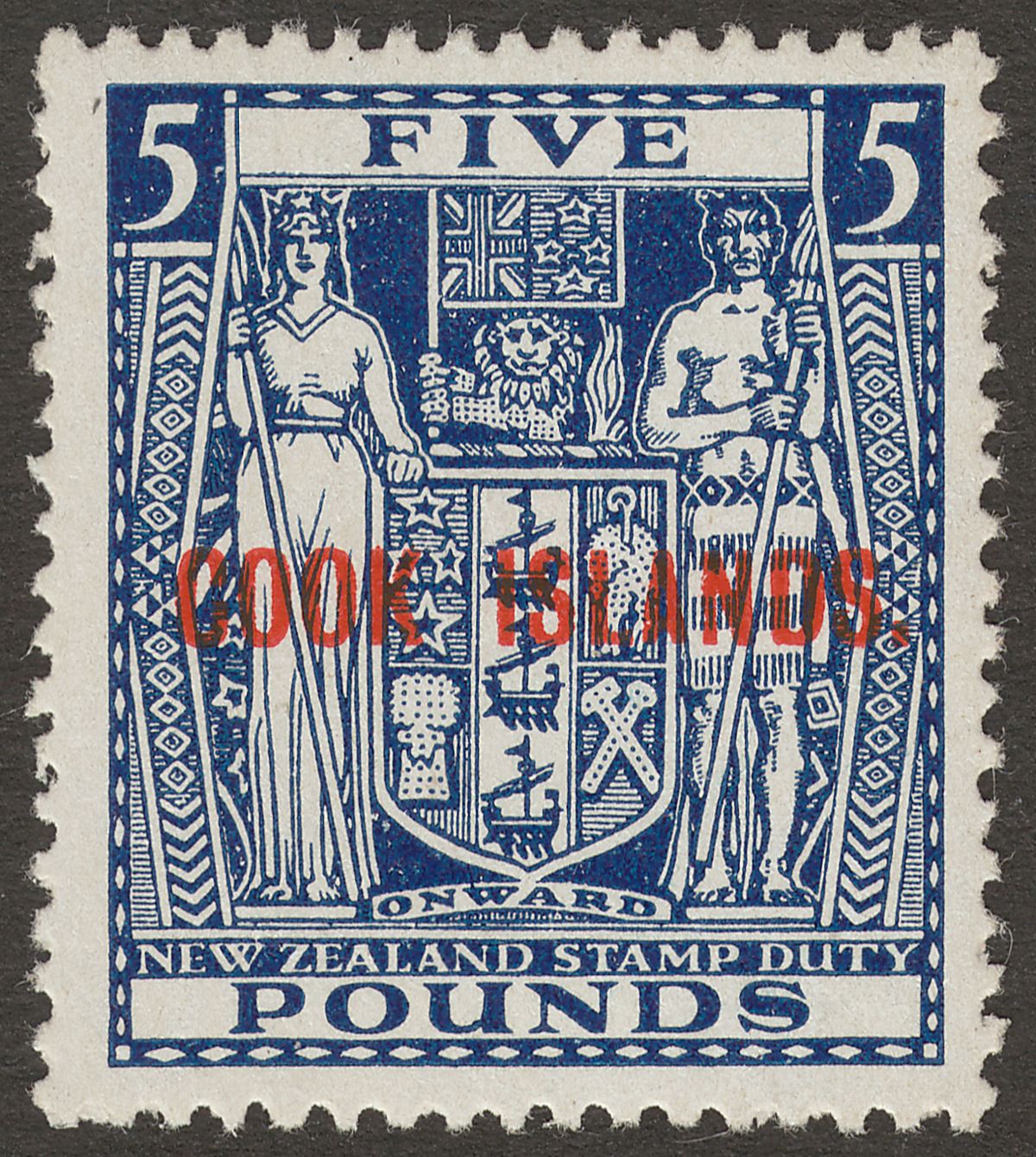 Cook Islands 1954 Postal Fiscal £5 Indigo-Blue wmk Multi Inverted Mint ...