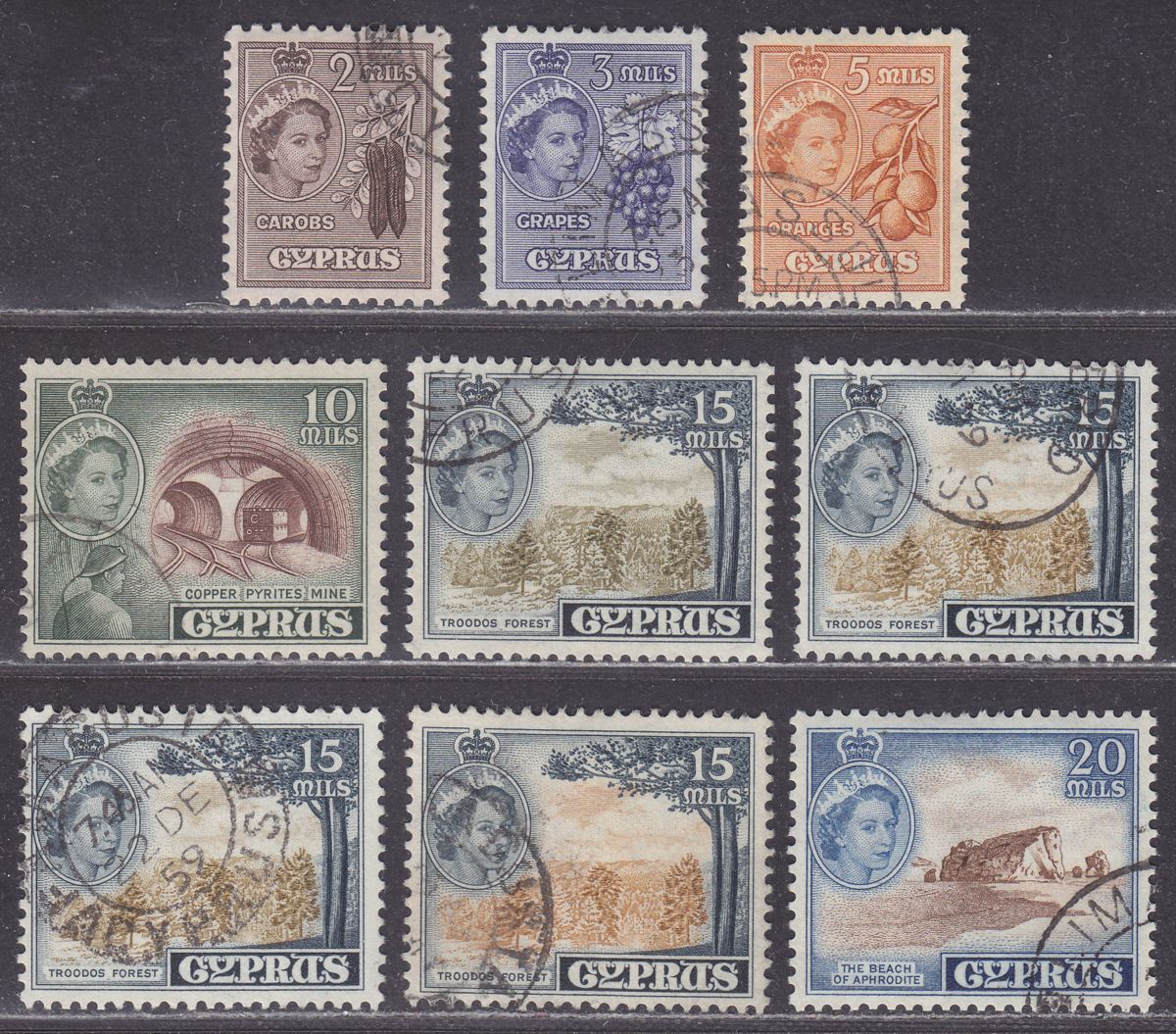 Cyprus 1955 Queen Elizabeth II Set to 20m Used SG173-178 - British ...