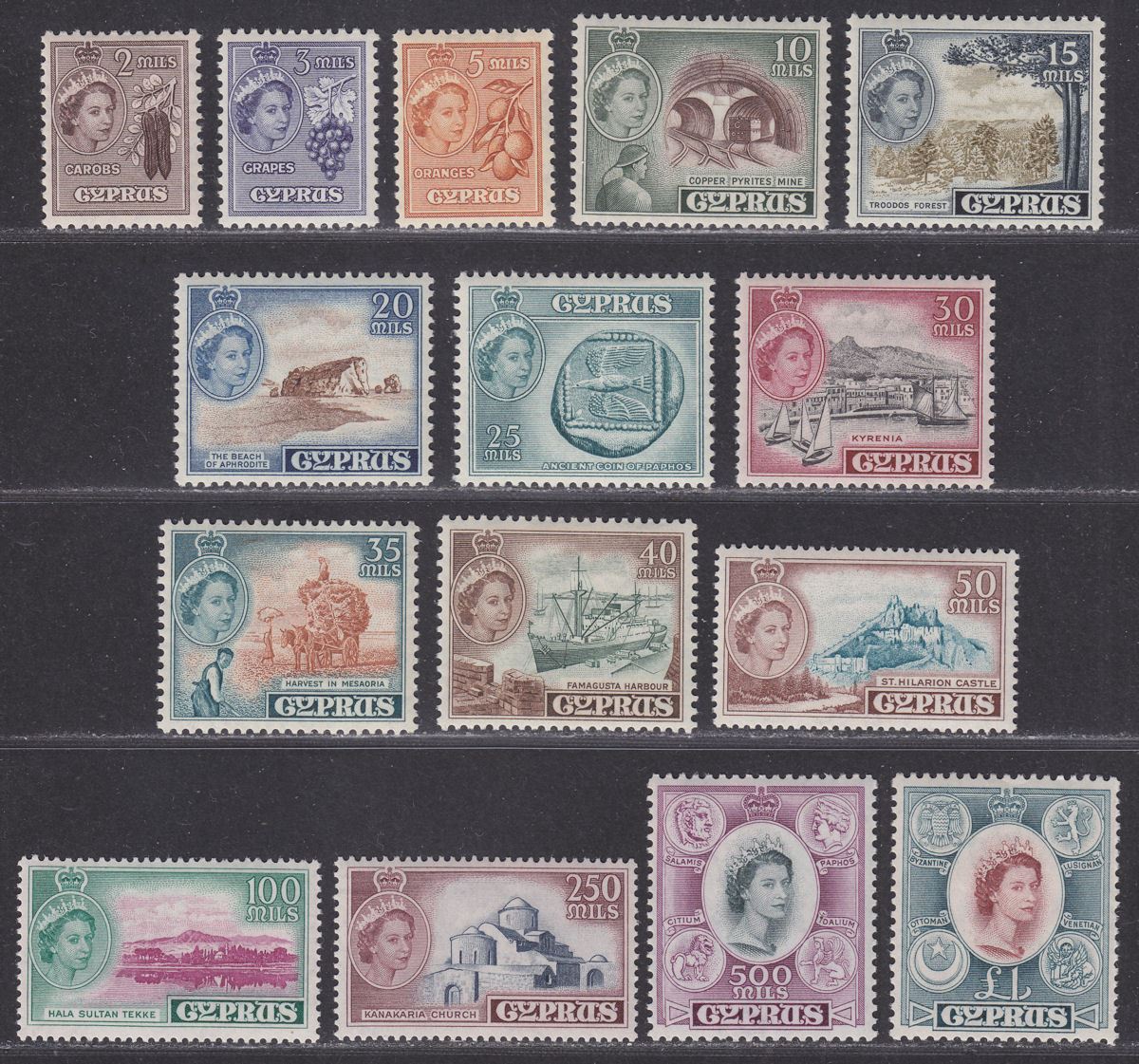 Cyprus 1955 Queen Elizabeth II Mint SG173-187 cat £110 - British ...