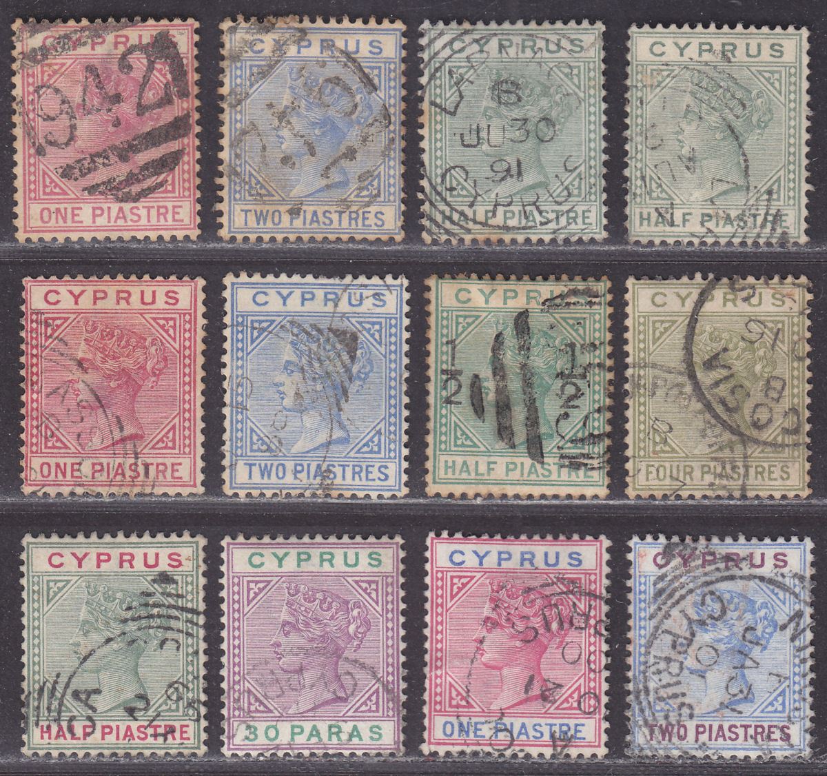 Cyprus 1881-96 Queen Victoria Selection to 2pi Used with faults ...