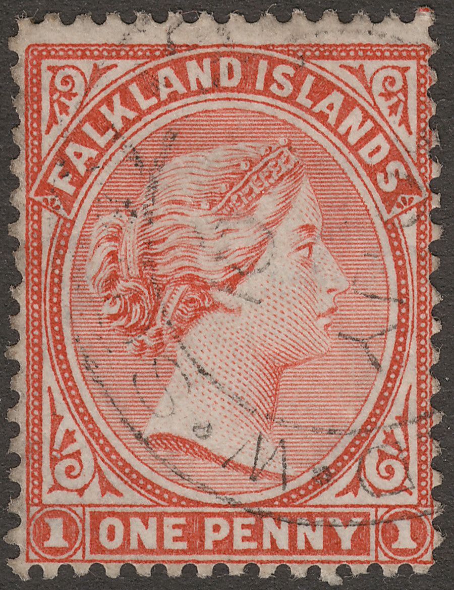 Falkland Islands 1901 QV 1d Pale Red Used SG23 with Fox Bay FALKLAND W ... Falkland Islands 1901 QV 1d Pale Red Used SG23 with Fox Bay FALKLAND W ...