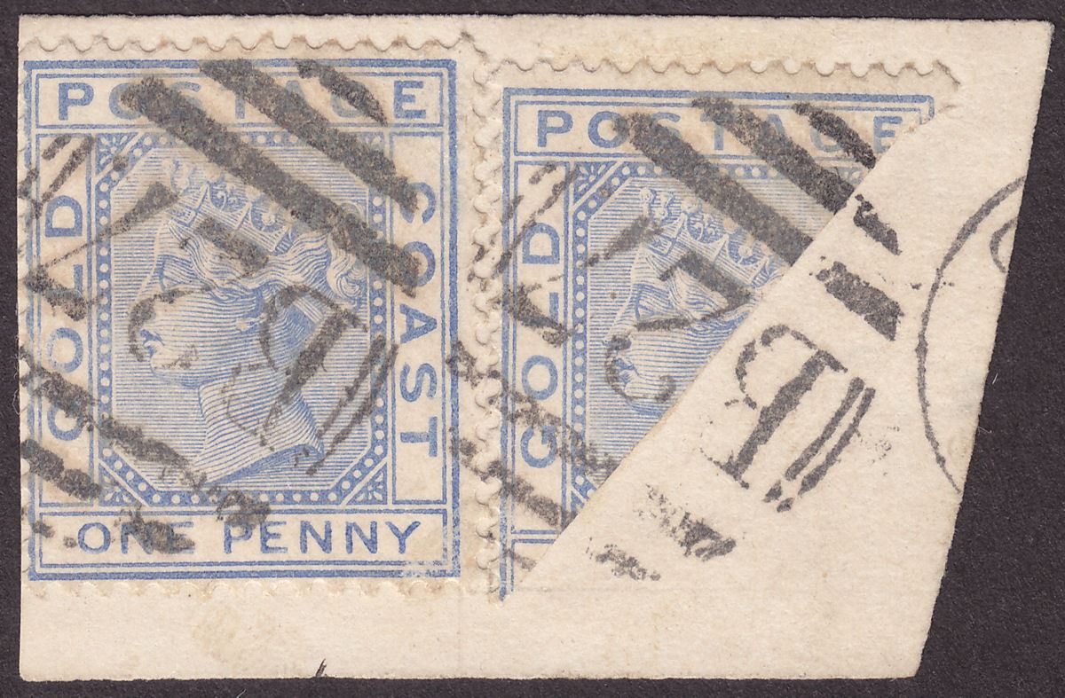 Gold Coast 1876 QV 1d Blue p14 Bisect Used on Piece SG5a with B27 ...