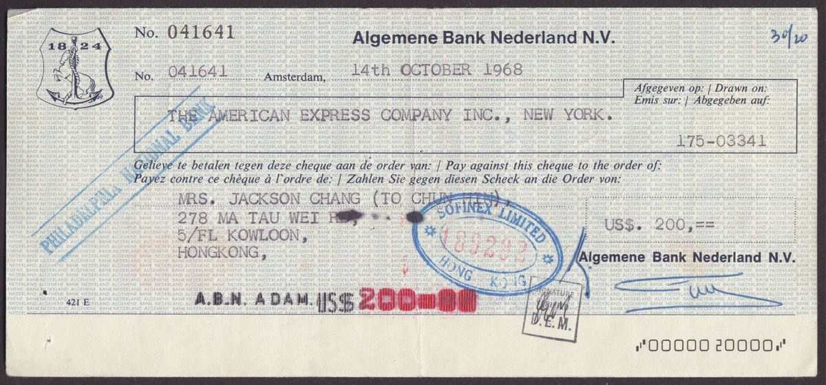 Hong Kong 1968 QEII Revenue Bill of Exchange 50c Used on Netherlands ...