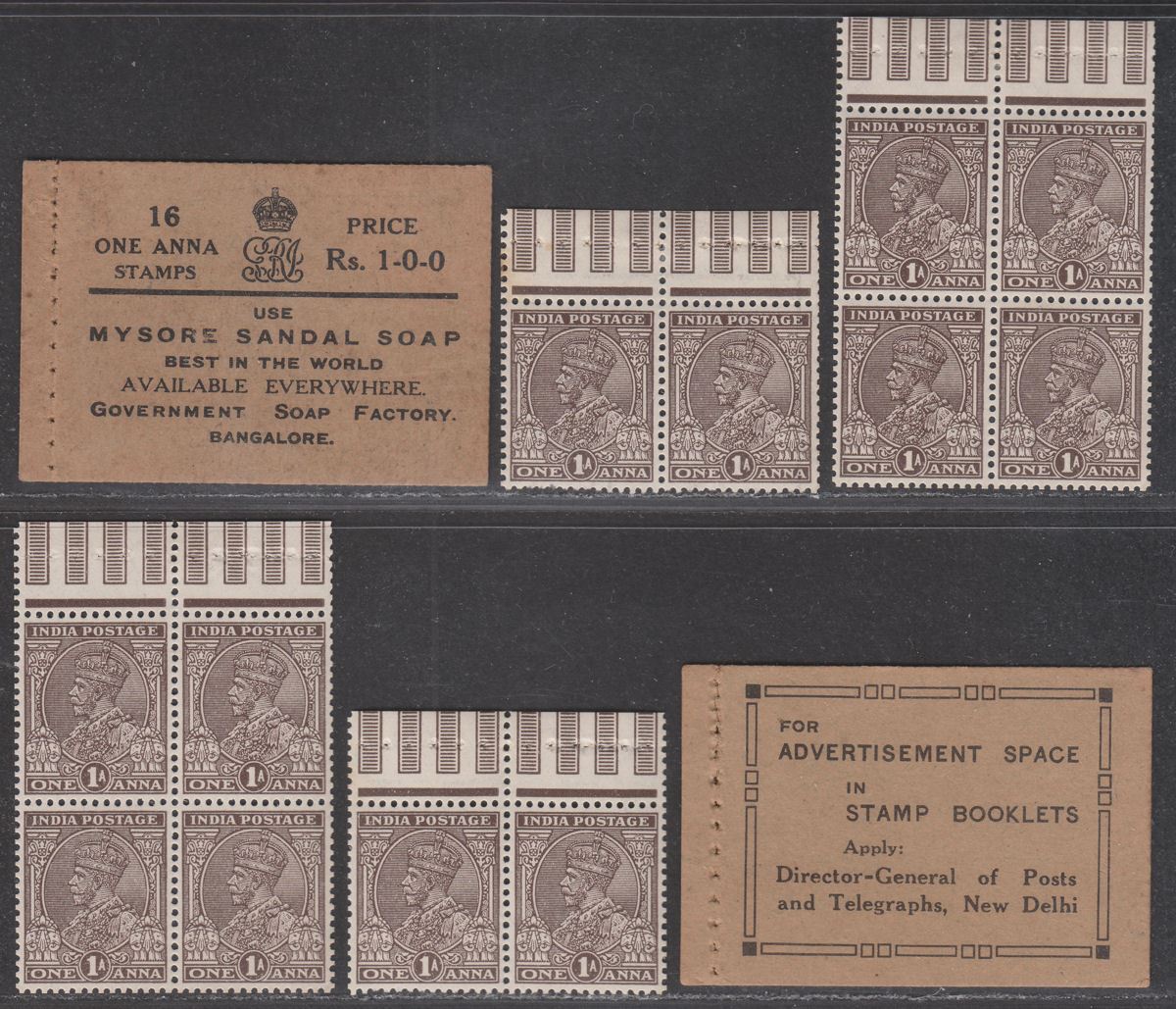 India 1934 KGV Exploded Stamp Booklet 1r Black on Buff SG SB21 ...