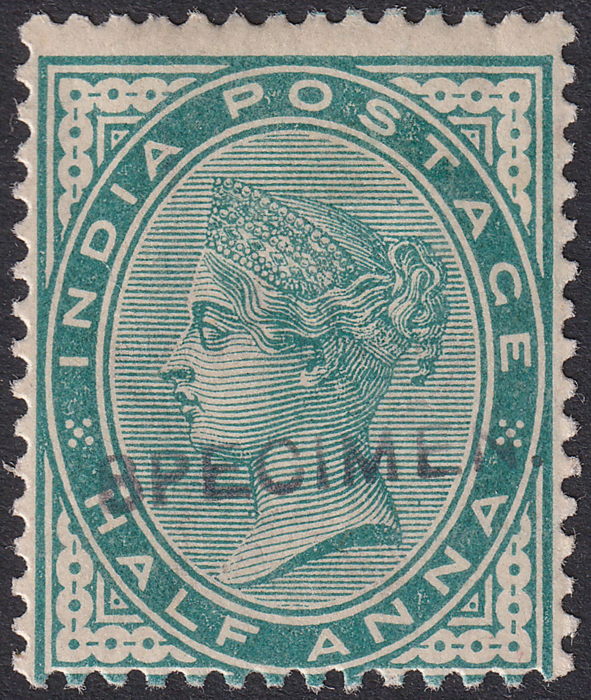 India 1883 Queen Victoria SPECIMEN Overprint ½a Green Mint SG84s ...