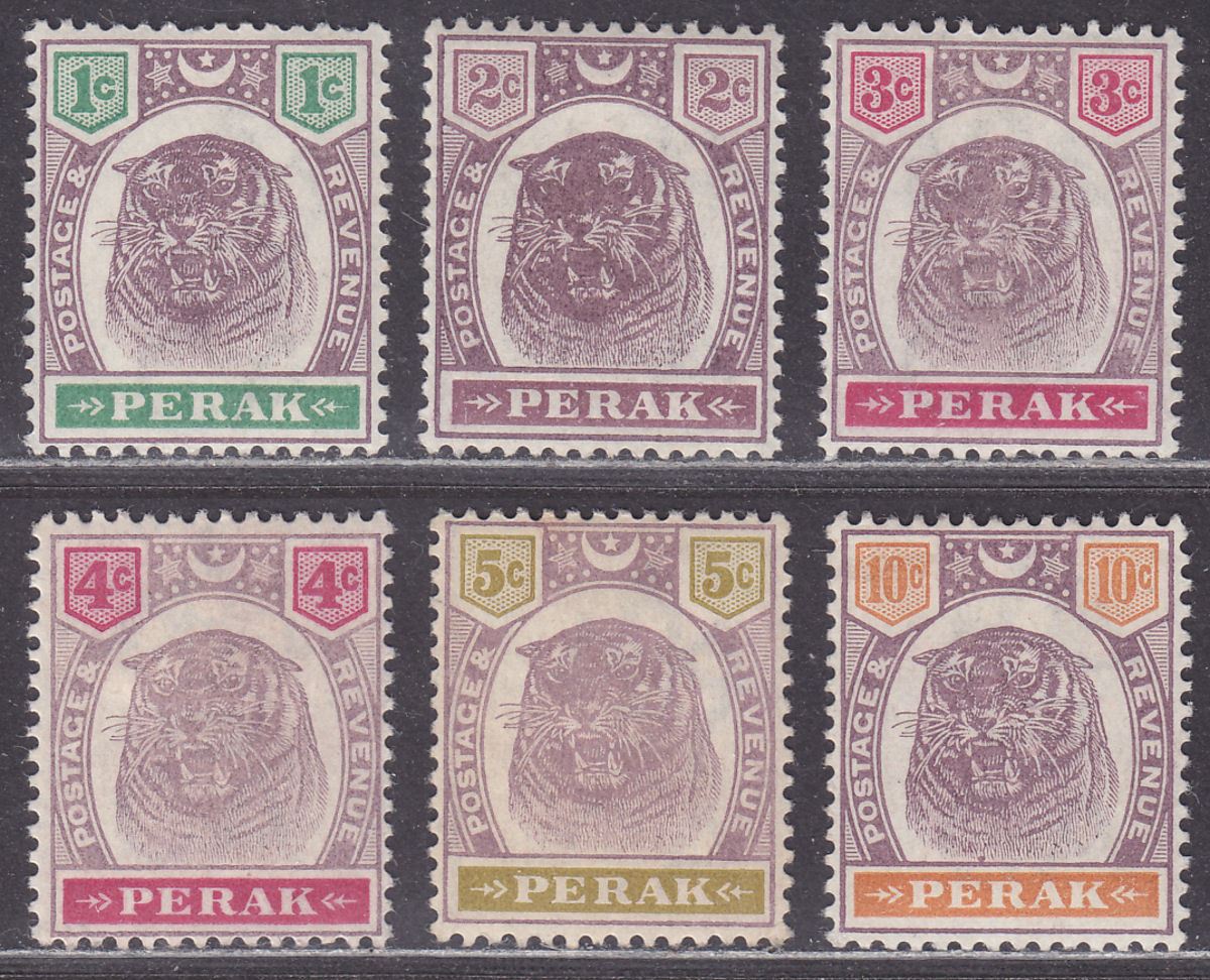 Malaya Perak 1895-99 Queen Victoria Tiger Part Set to 10c Mint ...