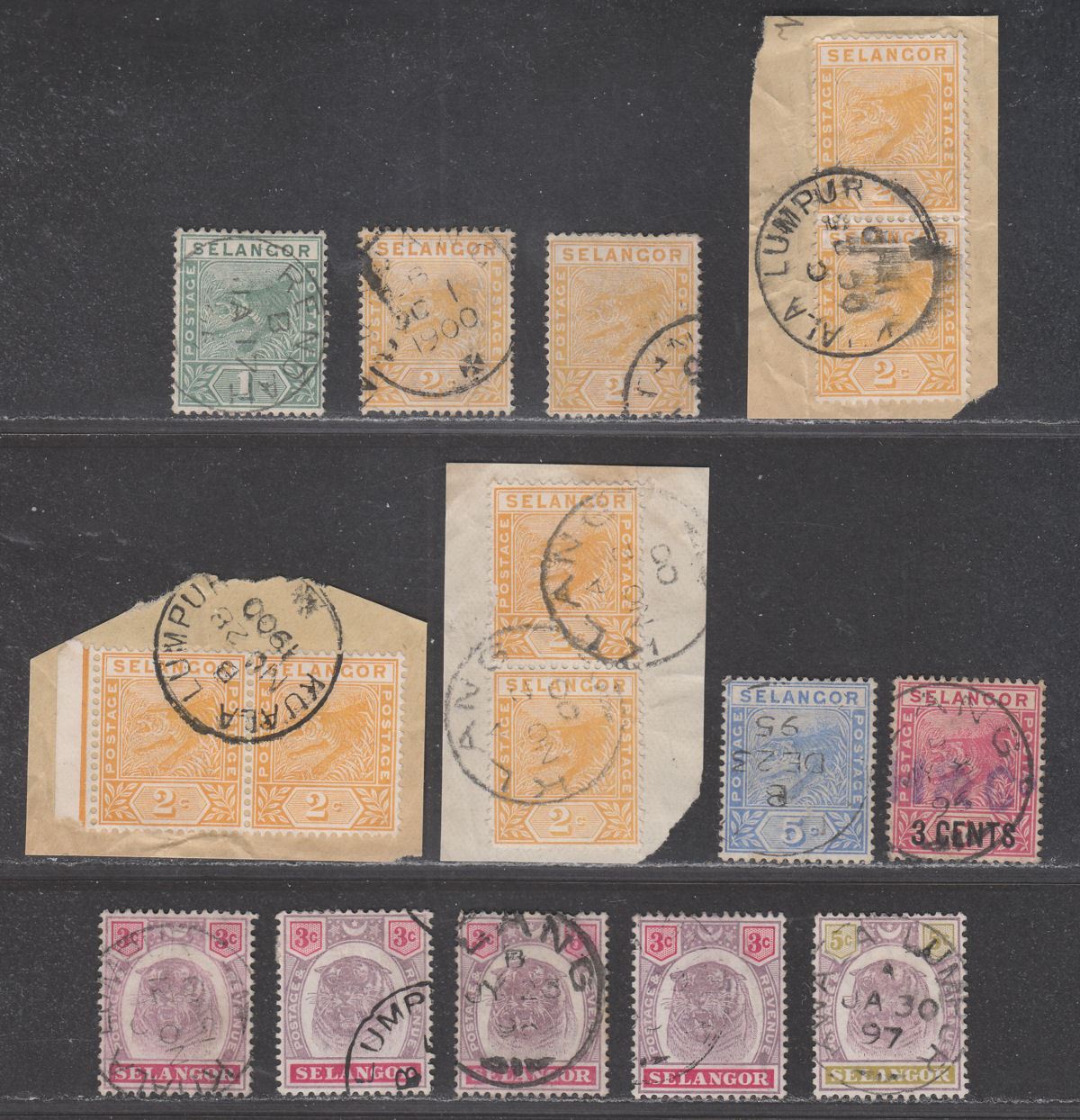 Malaya Selangor 1891-95 Queen Victoria Tiger Selection to 5c Used ...