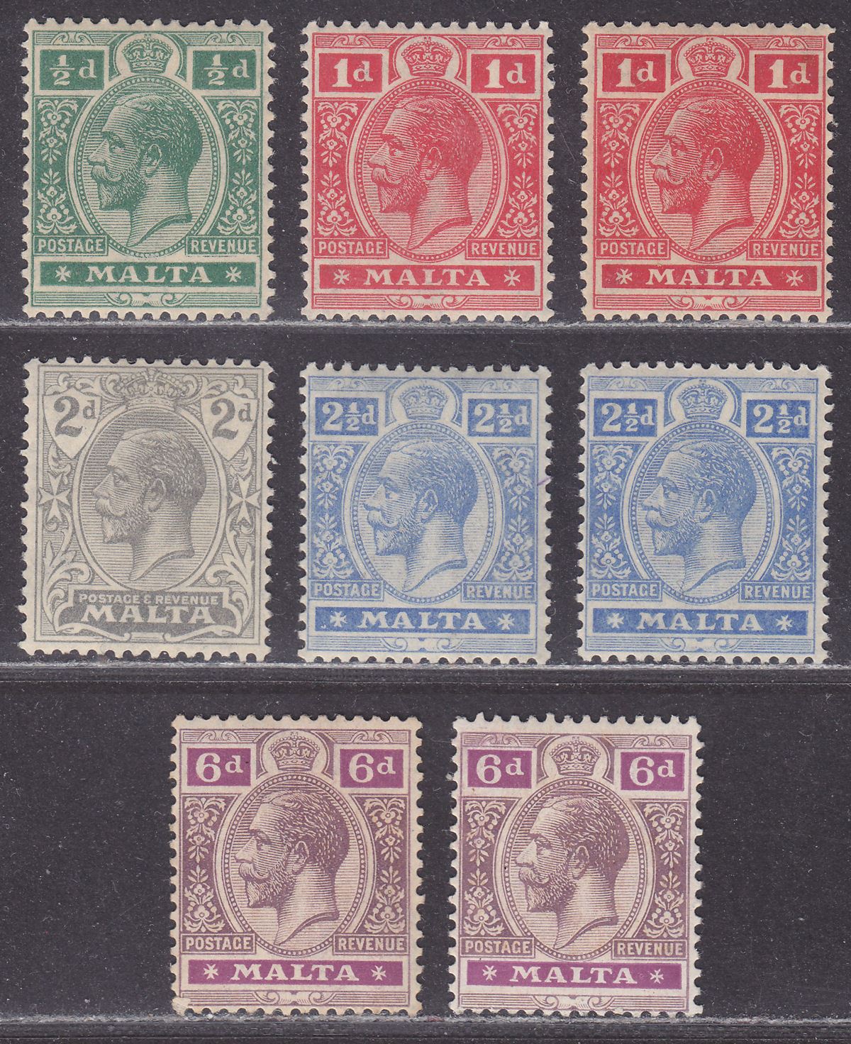 Malta 1921-22 King George V Part Set to 6d Mint - British Commonwealth ...