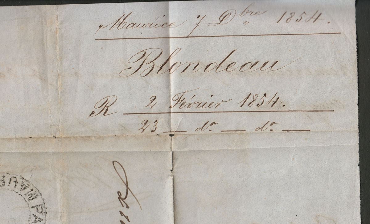 Mauritius 1853 Entire to Bordeaux w Packet Letters Oval + Colonies ...