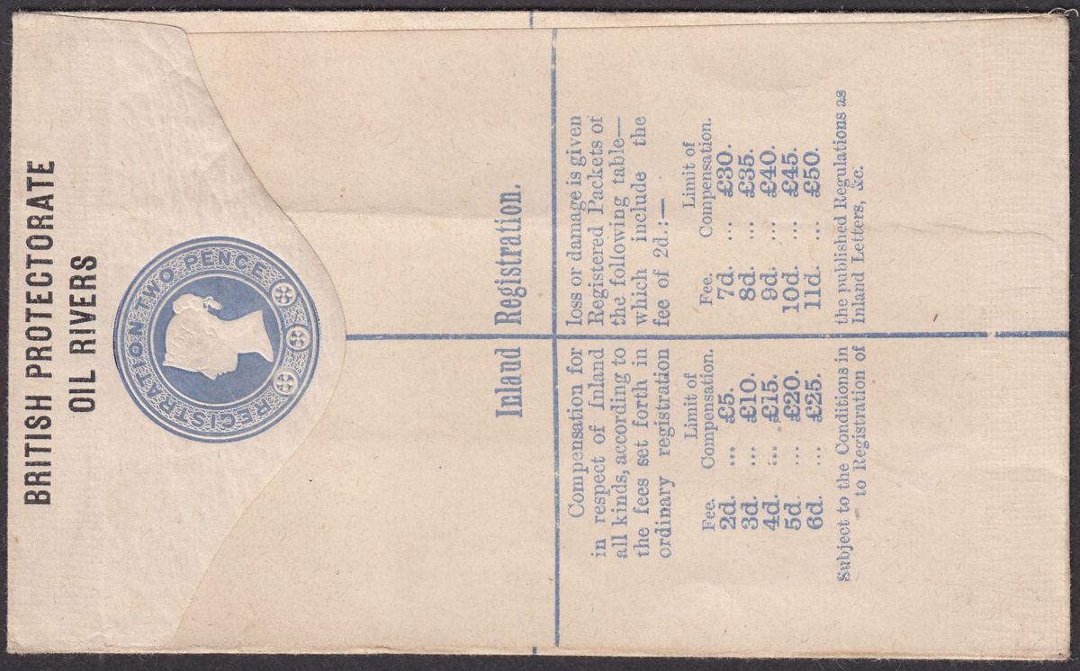 Oil Rivers 1893 QV Protectorate Overprint 2d Postal Stat Registered ...
