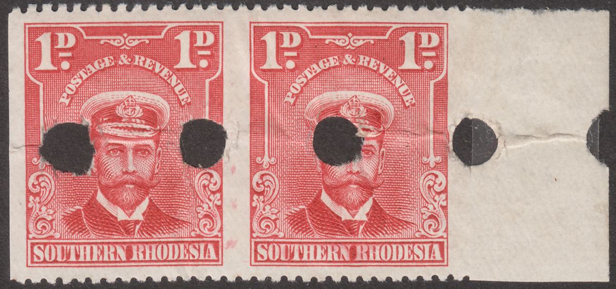 Southern Rhodesia 1924 KGV Admiral 1d Printer's Proof Imperf Between Pair Mint - British ...