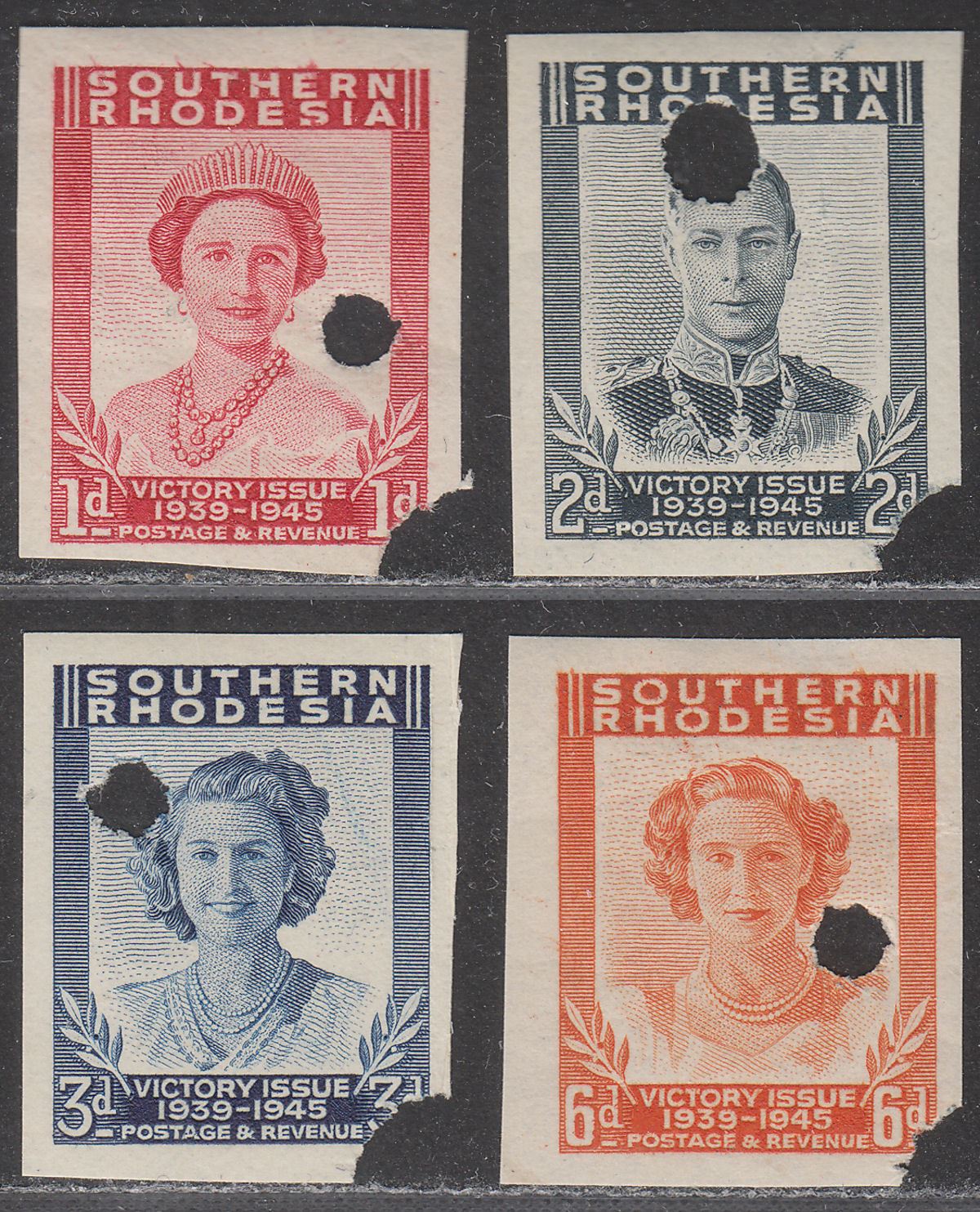 Southern Rhodesia 1947 KGVI Victory Imperf Printer's Proof Set ...