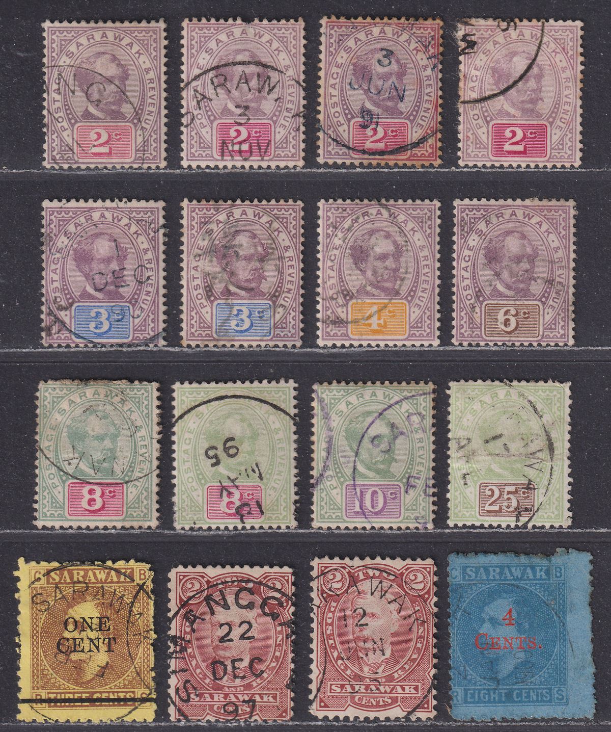 Sarawak 1888-99 QV Sir Charles Brooke 2c Selection Used - British ...