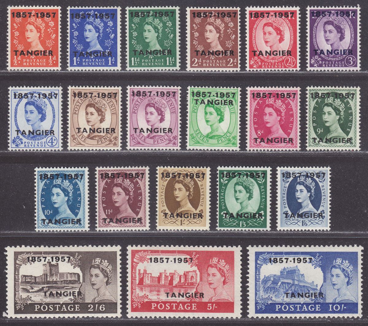 Morocco Agencies Tangier 1957 QEII PO Centenary Overprint Set Mint ...